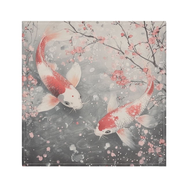 BZSMCE Satin Native Fab Cotton Dinner Napkin Goldfishs Painting ...