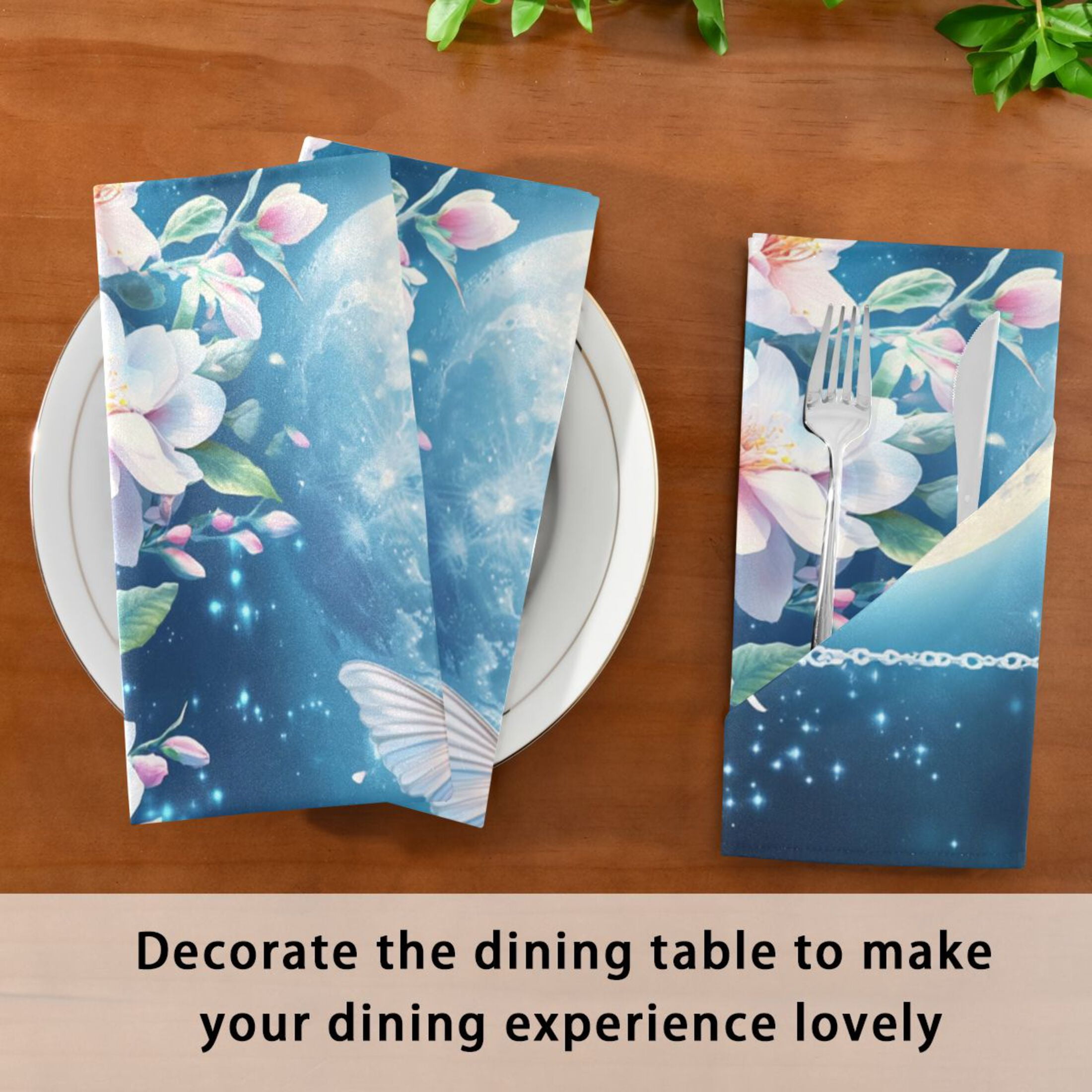 BZSMCE Satin Native Fab Cotton Dinner Napkin Hummingbird Moon Flowers ...