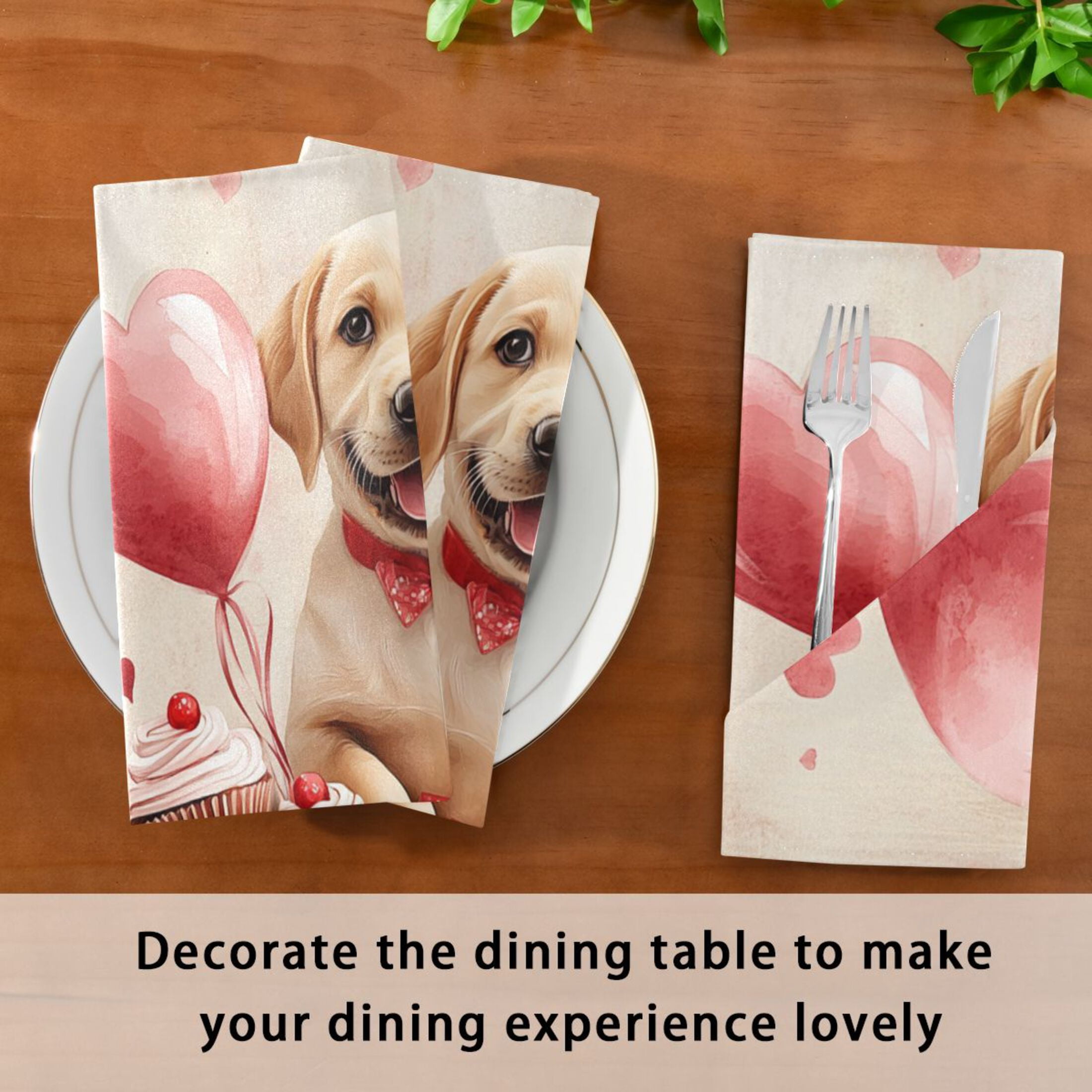 BZSMCE Satin Native Fab Cotton Dinner Napkin Labrador Happy Birthday ...