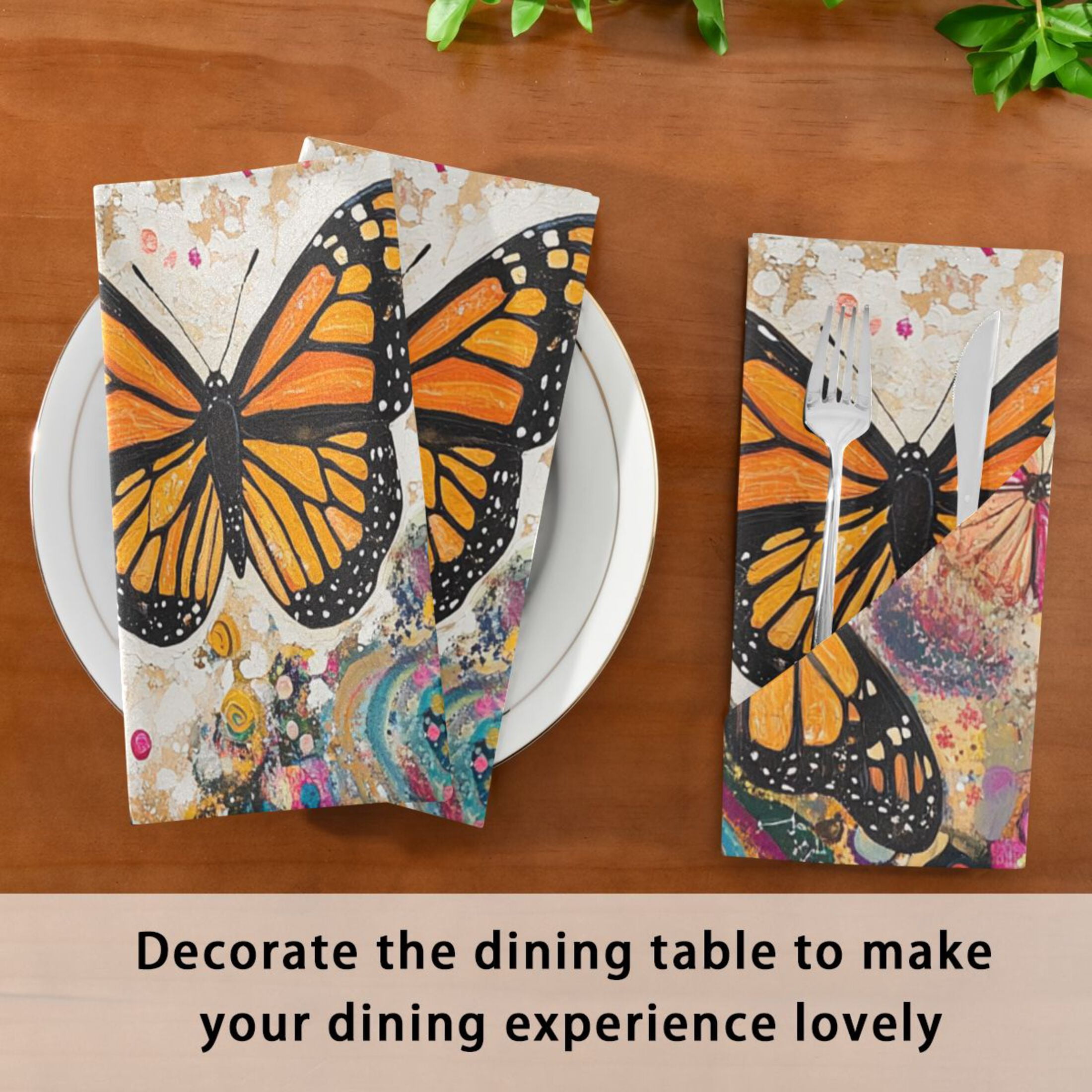 BZSMCE Satin Native Fab Cotton Dinner Napkin Monarch Butterflies in ...