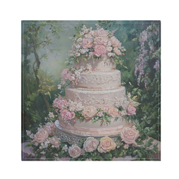 BZSMCE Satin Native Fab Cotton Dinner Napkin Tiered Cake with Pink ...