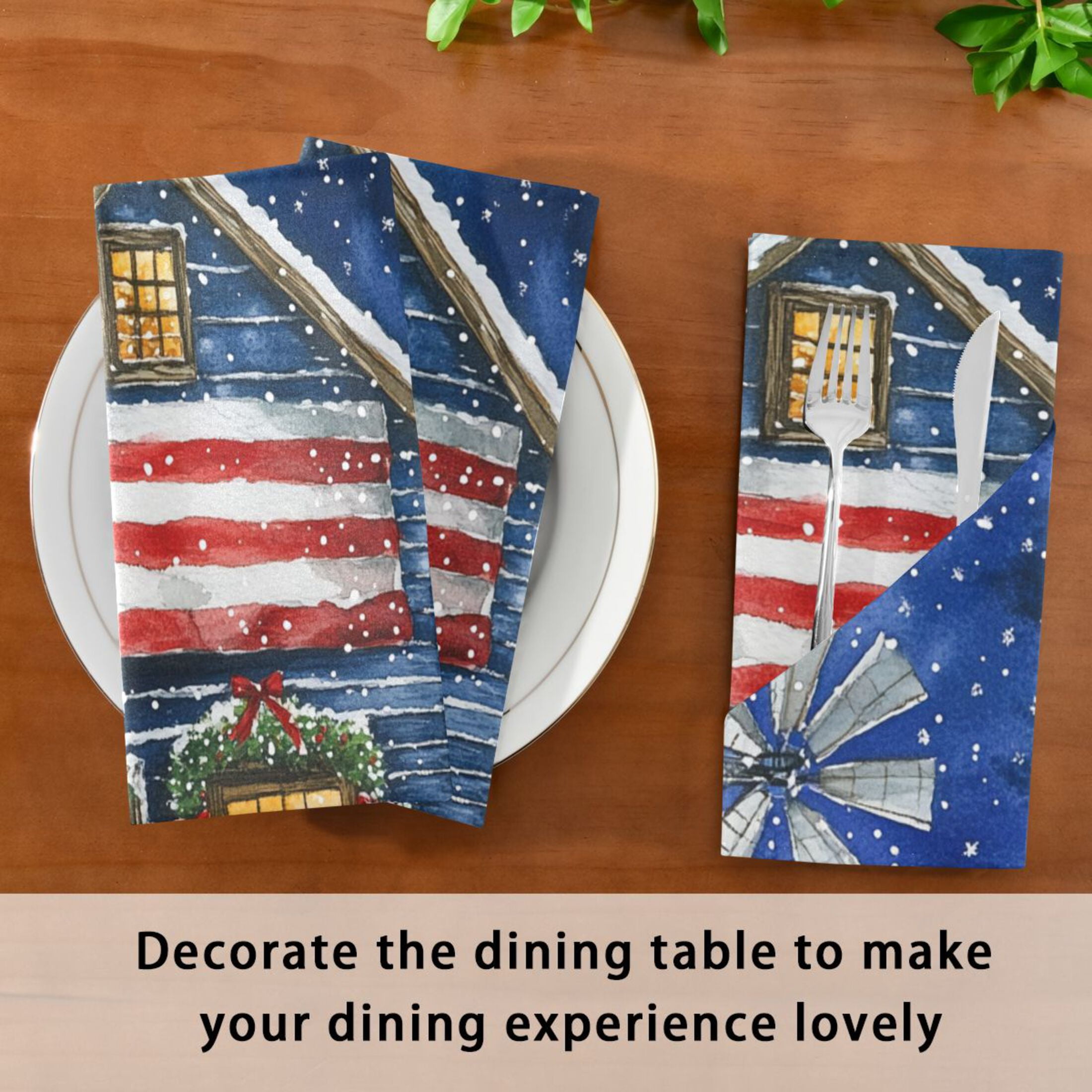 BZSMCE Satin Native Fab Cotton Dinner Napkin Warm Christmas Reusable ...