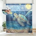BZSMCE Sea Turtle Seashells Moon Pattern Bathroom Shower Curtain Set ...