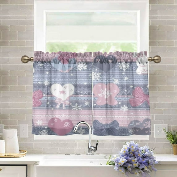 BZSMCE Set of 2 Pieces Kitchen Window Curtain Fashion Bunny Heart Bow ...