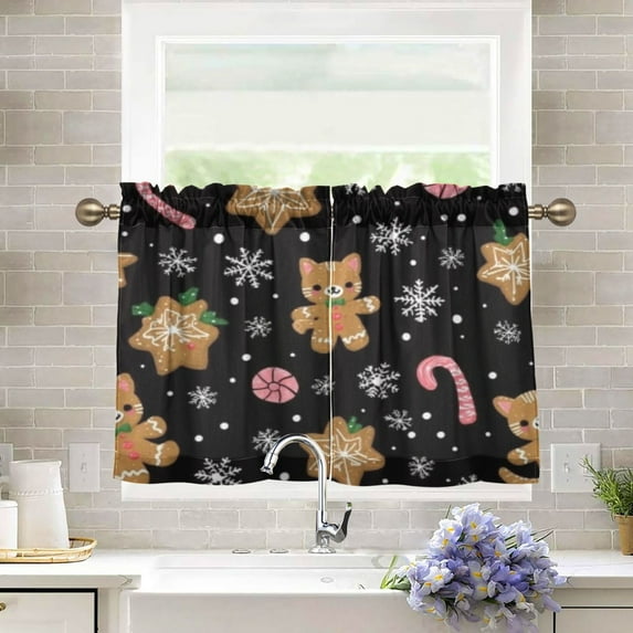 BZSMCE Set of 2 Pieces Kitchen Window Curtain Fashion Cat Cookie ...