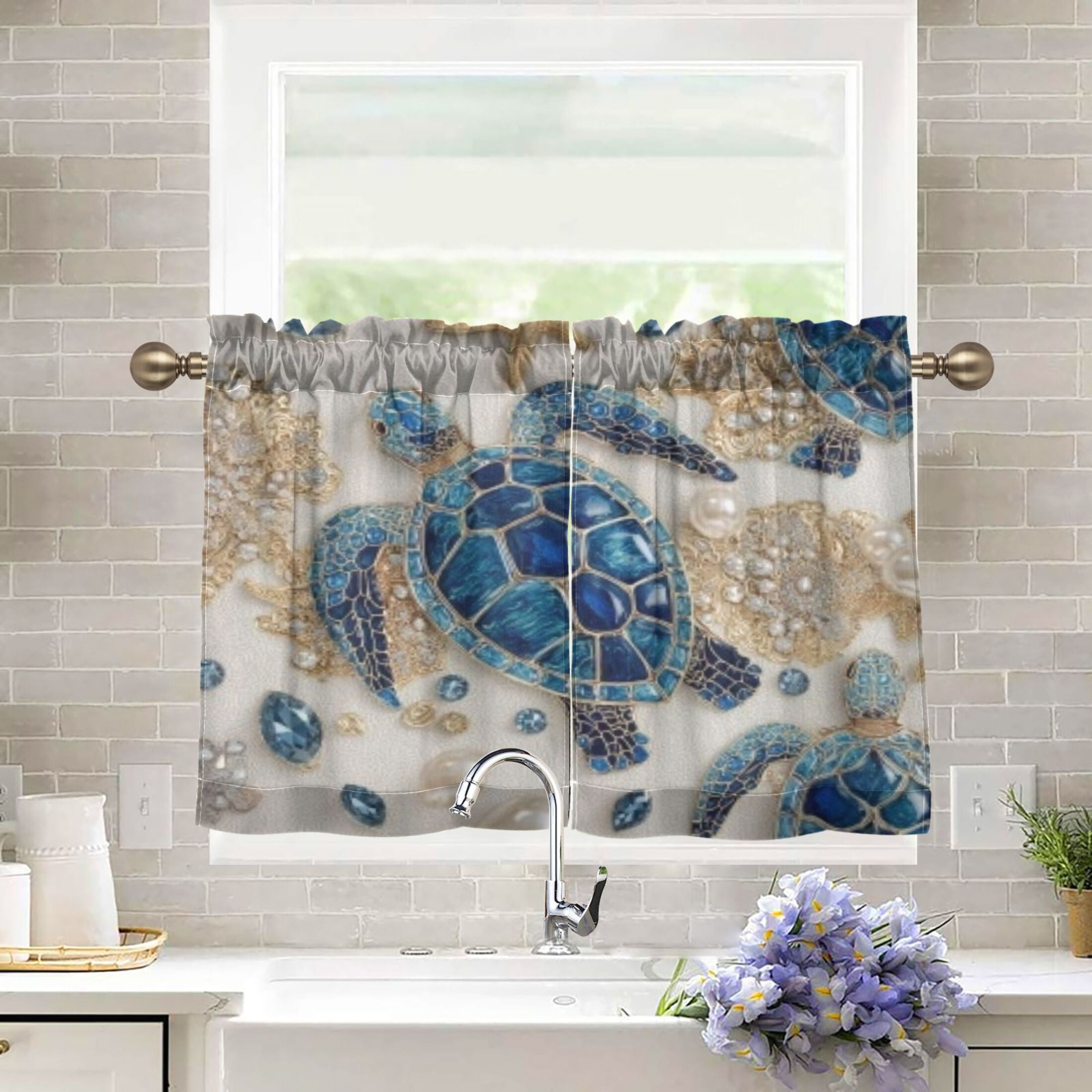 BZSMCE Set of 2 Pieces Kitchen Window Curtain Fashion Cobalt ...