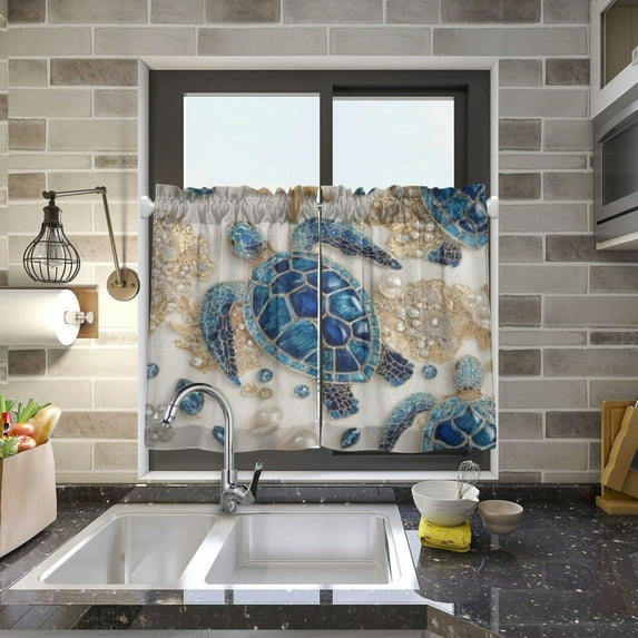 BZSMCE Set of 2 Pieces Kitchen Window Curtain Fashion Cobalt ...