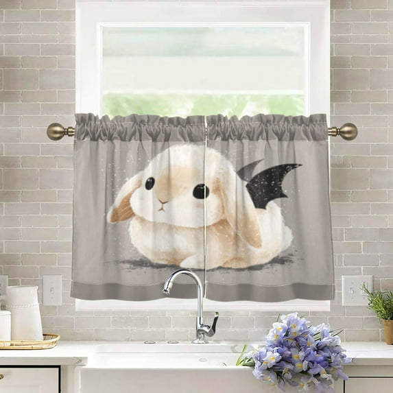 BZSMCE Set of 2 Pieces Kitchen Window Curtain Fashion Cute Bunny with ...