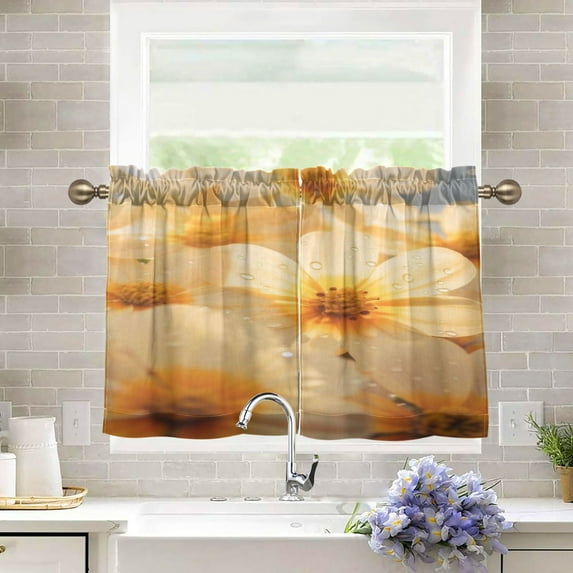BZSMCE Set of 2 Pieces Kitchen Window Curtain Fashion Delicate Bloom ...