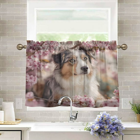 BZSMCE Set of 2 Pieces Kitchen Window Curtain Fashion Dense Blossom ...
