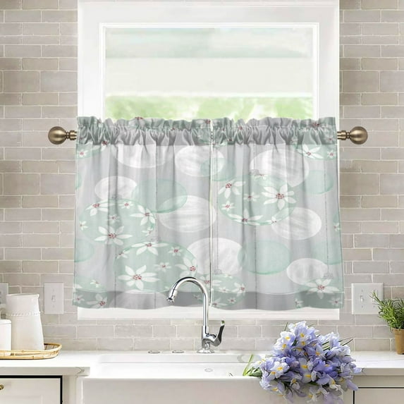 BZSMCE Set of 2 Pieces Kitchen Window Curtain Fashion Flower Bubble ...