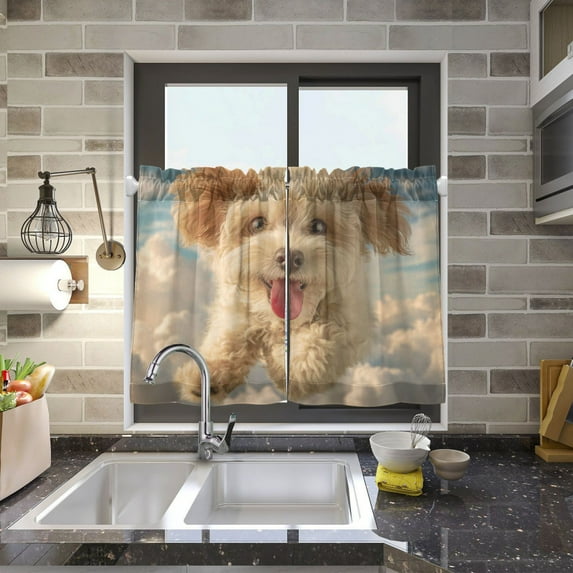 BZSMCE Set of 2 Pieces Kitchen Window Curtain Fashion Fluffy Cloud ...