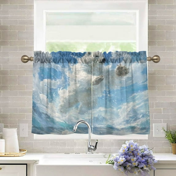 BZSMCE Set of 2 Pieces Kitchen Window Curtain Fashion Leap Polar Bear ...