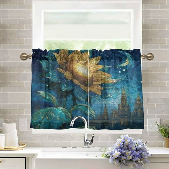 BZSMCE Set of 2 Pieces Kitchen Window Curtain Fashion Nocturnal ...