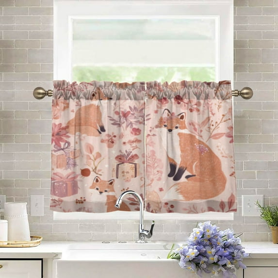 BZSMCE Set of 2 Pieces Kitchen Window Curtain Fashion Pastel Fox ...