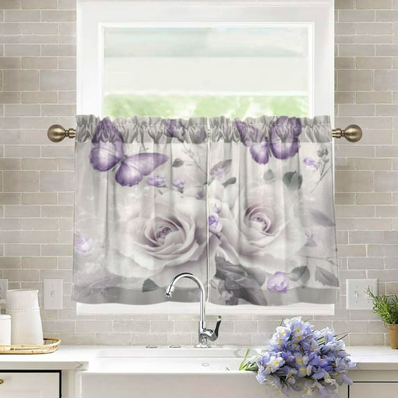 BZSMCE Set of 2 Pieces Kitchen Window Curtain Fashion Silent Whispers ...