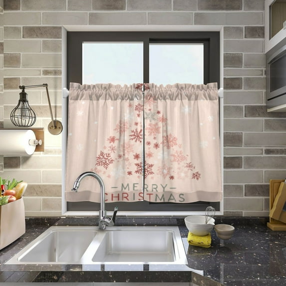 BZSMCE Set of 2 Pieces Kitchen Window Curtain Fashion Soft Snowfall ...