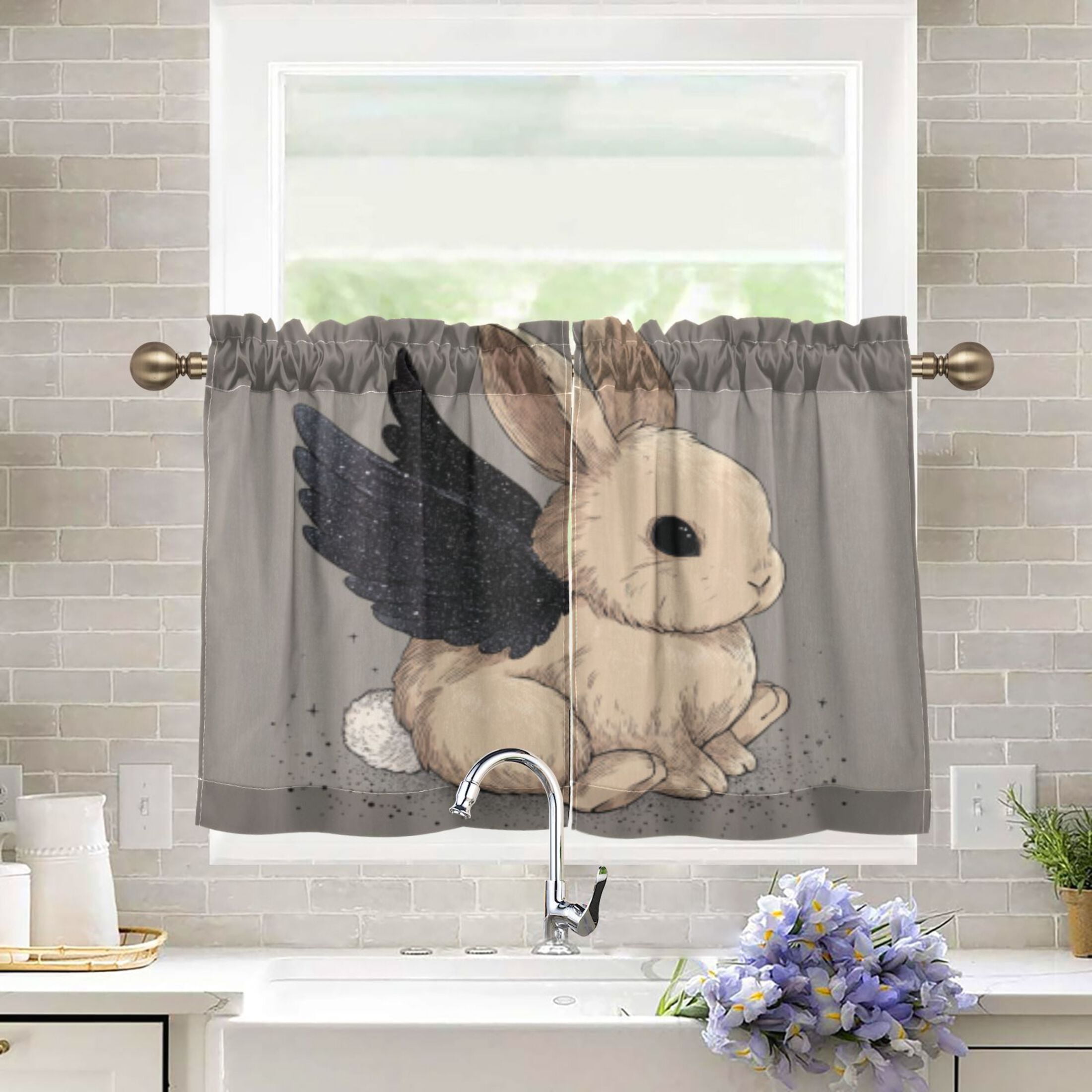 BZSMCE Set of 2 Pieces Kitchen Window Curtain Fashion Star - Winged ...