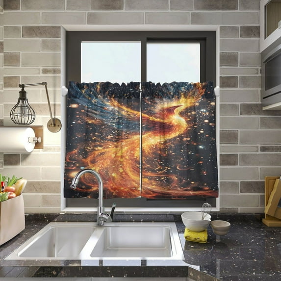 BZSMCE Set of 2 Pieces Kitchen Window Curtain Fashion Stellar Phoenix ...