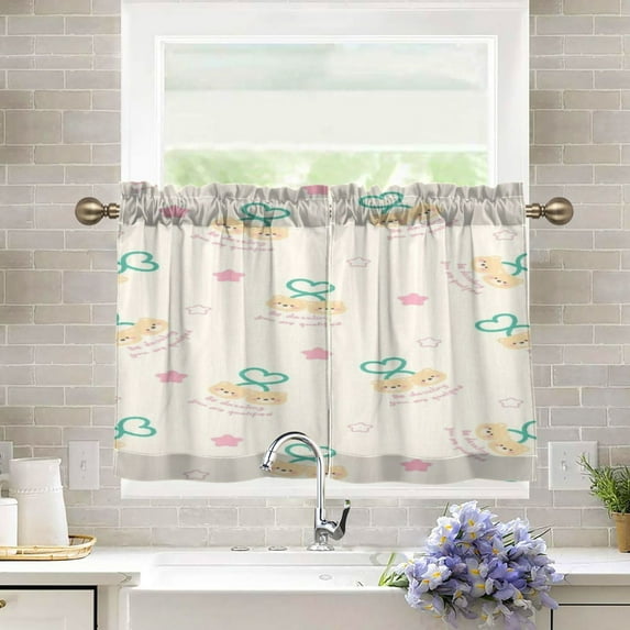 BZSMCE Set of 2 Pieces Kitchen Window Curtain Fashion Sweetheart Charm ...