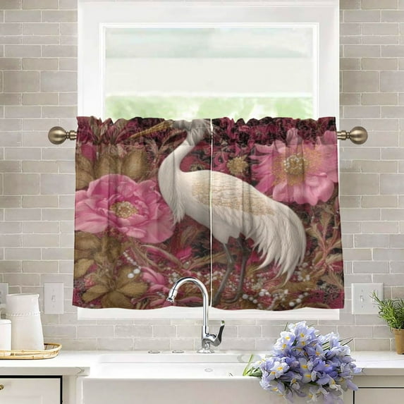 BZSMCE Set of 2 Pieces Kitchen Window Curtain Fashion Vibrant Bloom ...