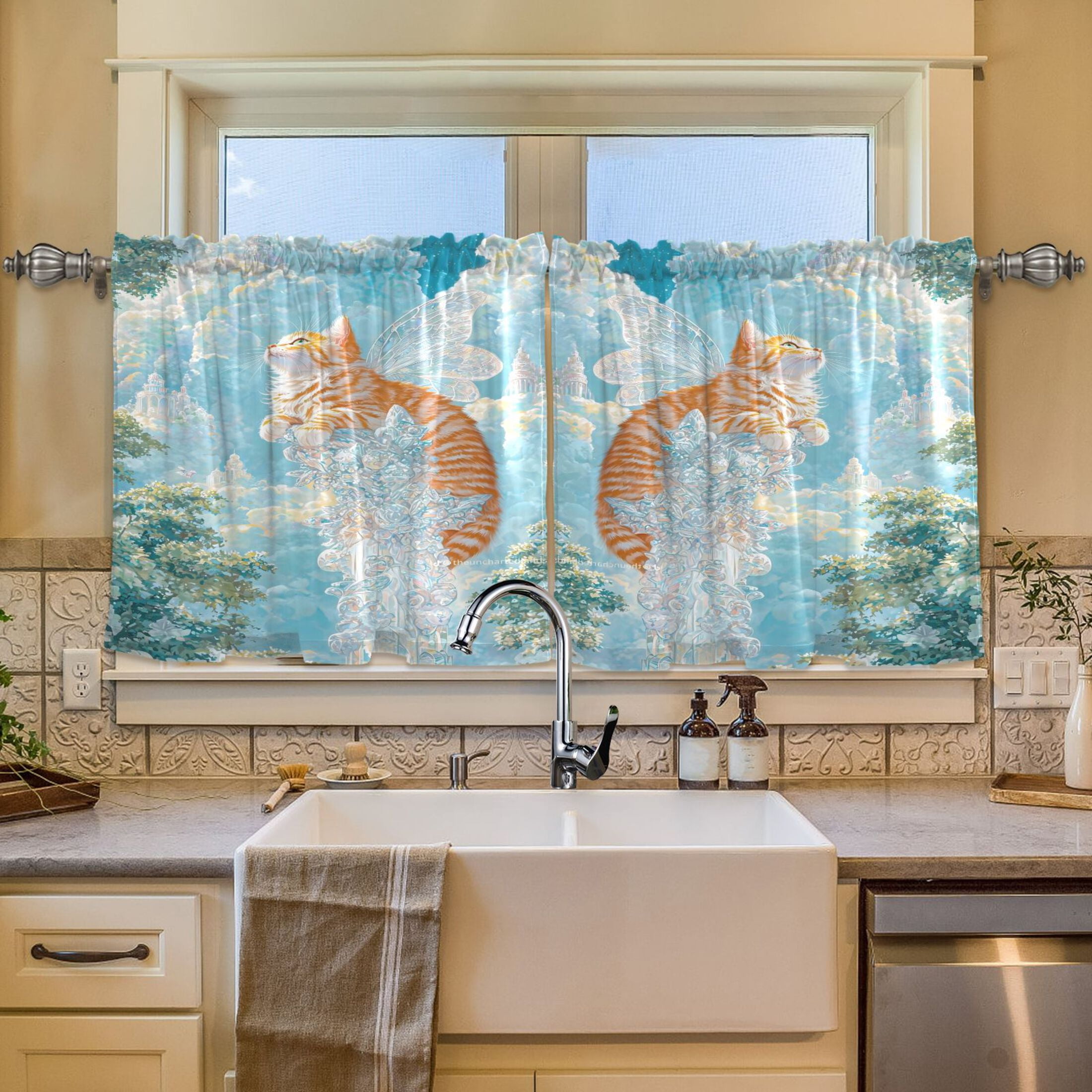 BZSMCE Set of 2 Pieces Window Curtains In Frostwood Tabby Winter ...