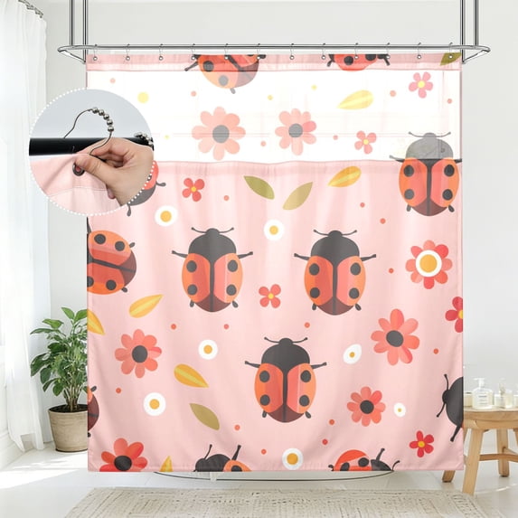 BZSMCE Seven-spotted Ladybug Flower Pattern Pattern Bathroom Shower ...