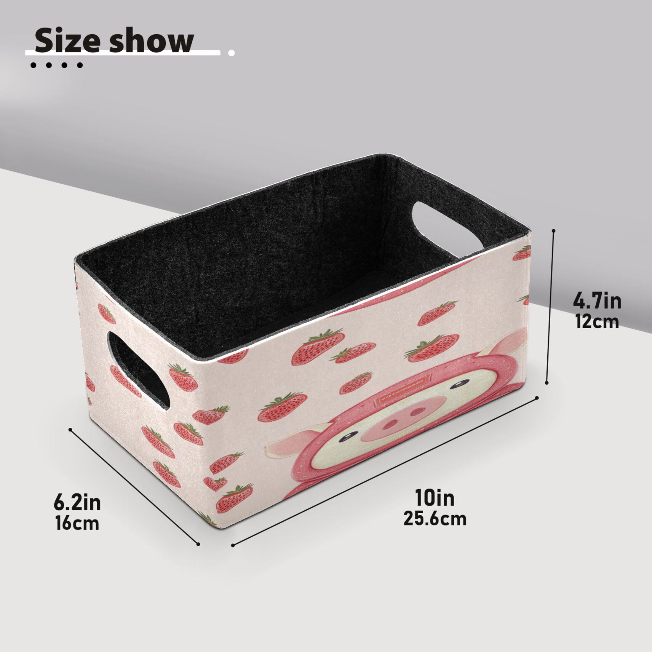 BZSMCE Shelf Baskets Cute Piggy Wearing Strawberry Hood Pattern Storage ...