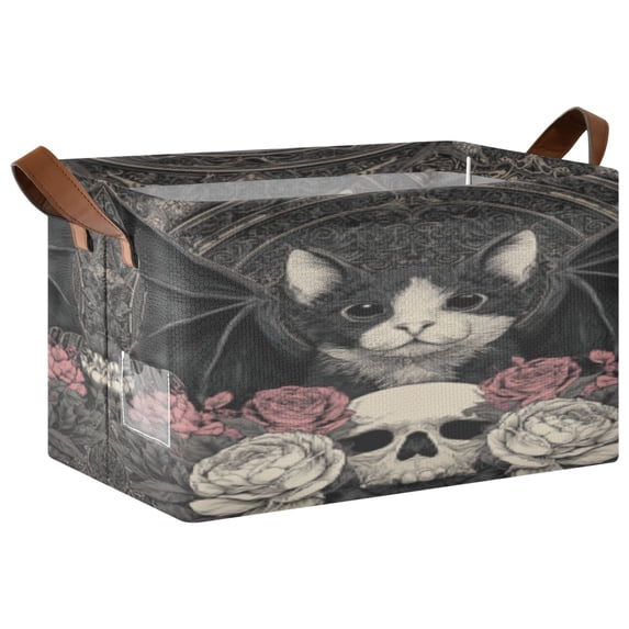 BZSMCE Shelf Baskets Storage Bins Dark Bat Cat Art Pattern Storage Box ...