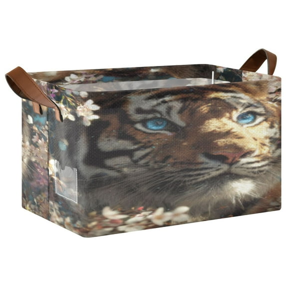 BZSMCE Shelf Baskets Storage Bins Floral Tiger Blue-eye Wonder Pattern ...
