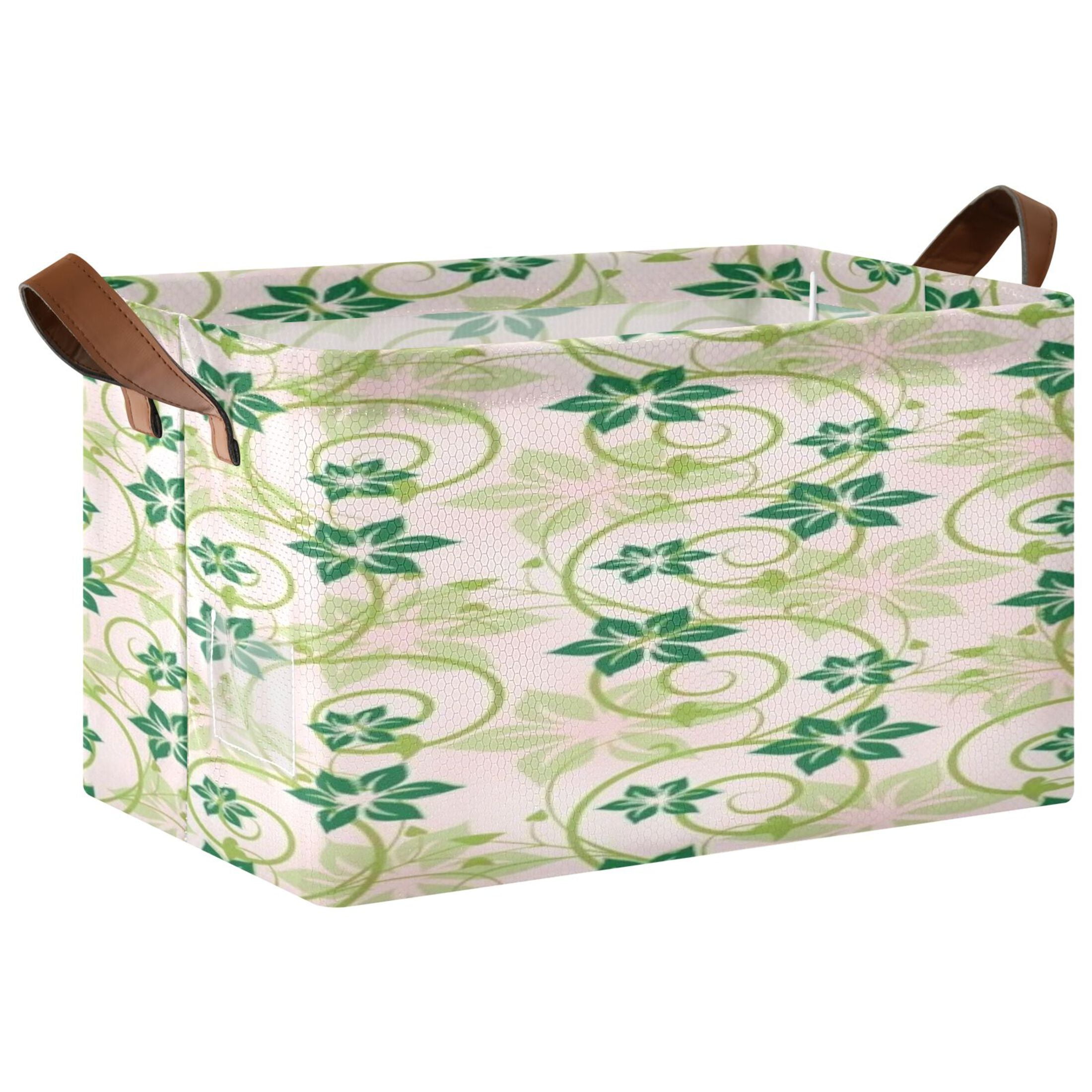 BZSMCE Shelf Baskets Storage Bins Green Vine Scroll Elegance Pattern ...