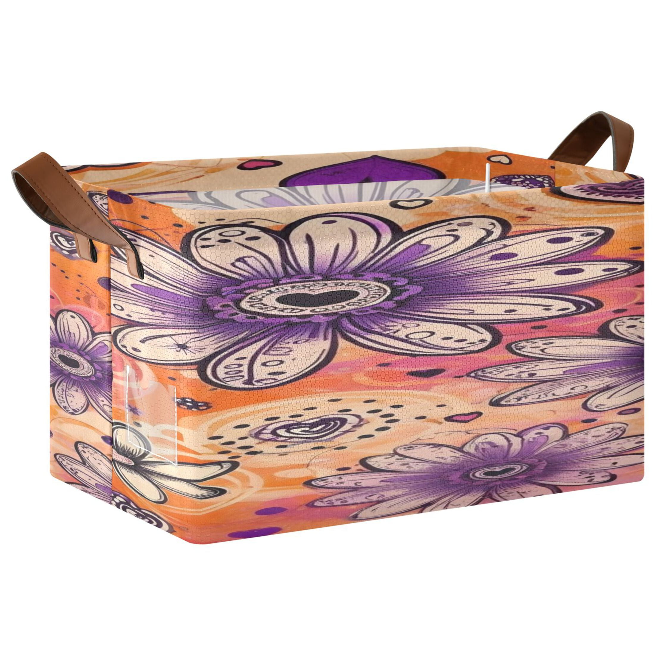 BZSMCE Shelf Baskets Storage Bins Love Blooms Pattern Storage Box ...