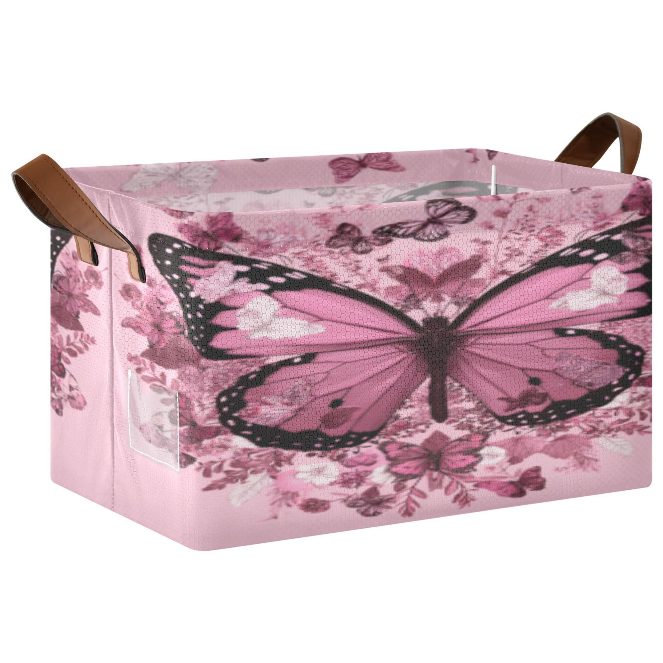 BZSMCE Shelf Baskets Storage Bins Pink Butterfly Heart Pattern Storage ...