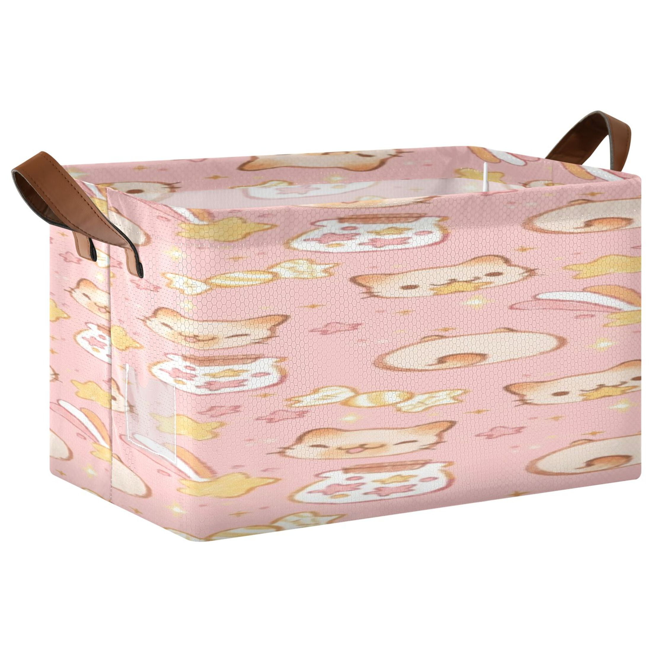 BZSMCE Shelf Baskets Storage Bins Pink Kitty Cartoon Delight Pattern ...