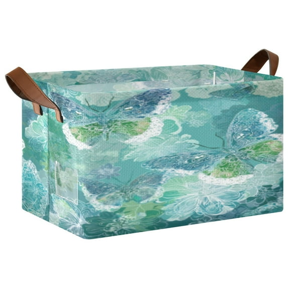 BZSMCE Shelf Baskets Storage Bins Turquoise Butterfly Reverie Pattern ...