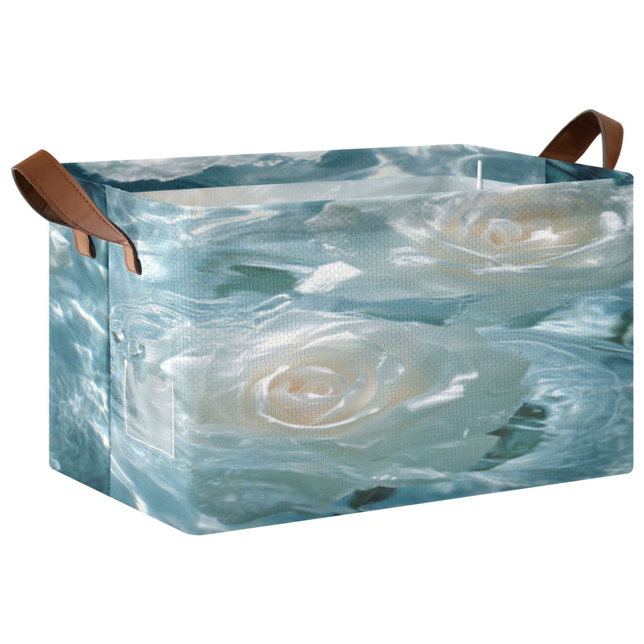 BZSMCE Shelf Baskets Storage Bins White Rose Reflection Pattern Storage ...