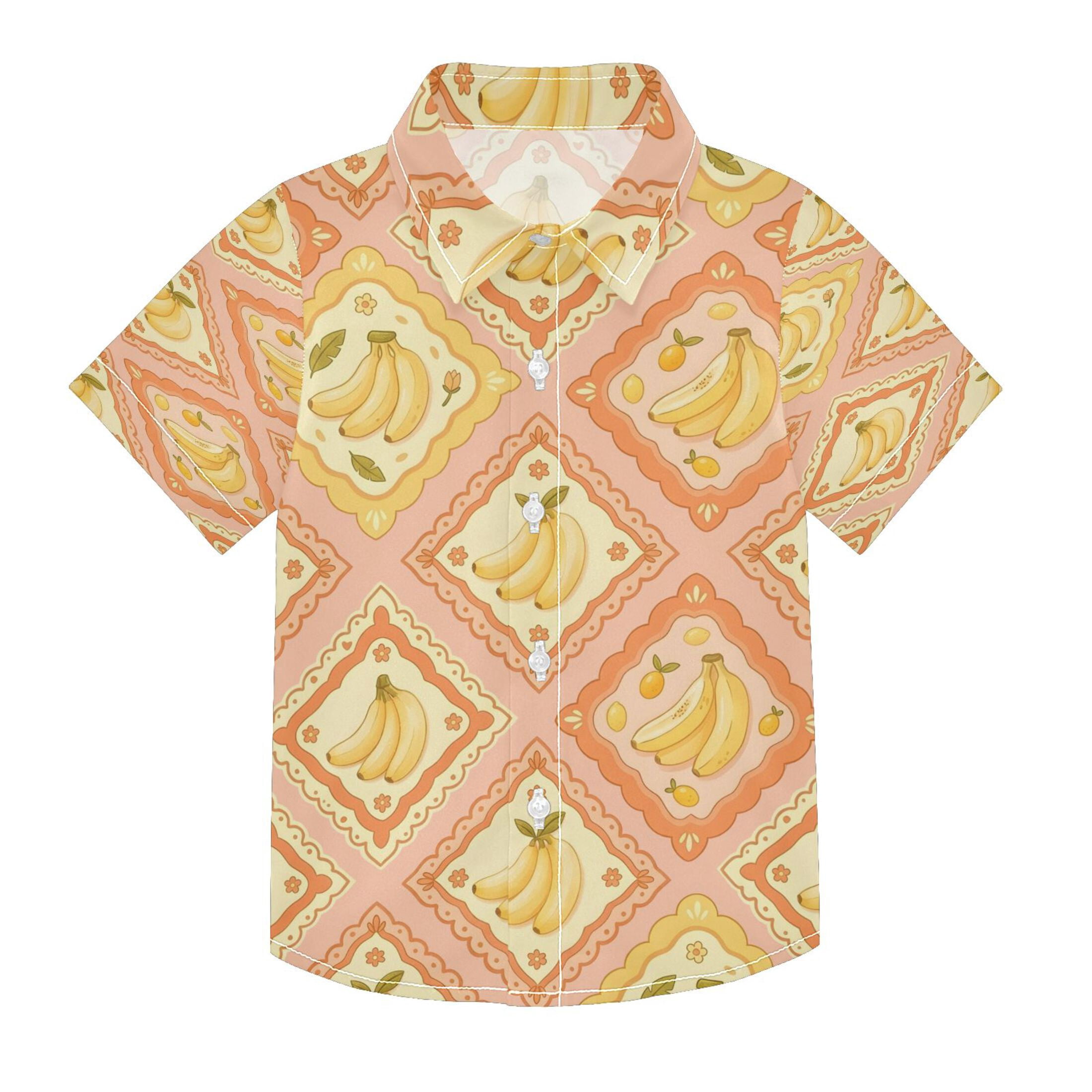 BZSMCE Short-Sleeve Button-Down Shirt Summer Banana Pattern For Soft ...