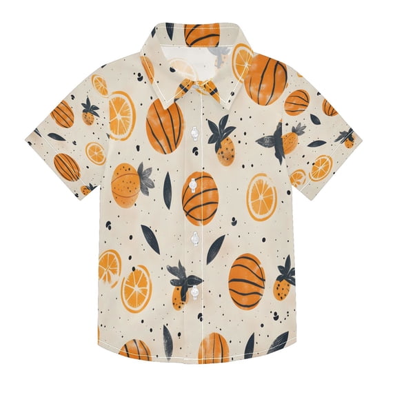 BZSMCE Short-Sleeve Button-Down Shirt Summer Basketball Citrus Fruits ...
