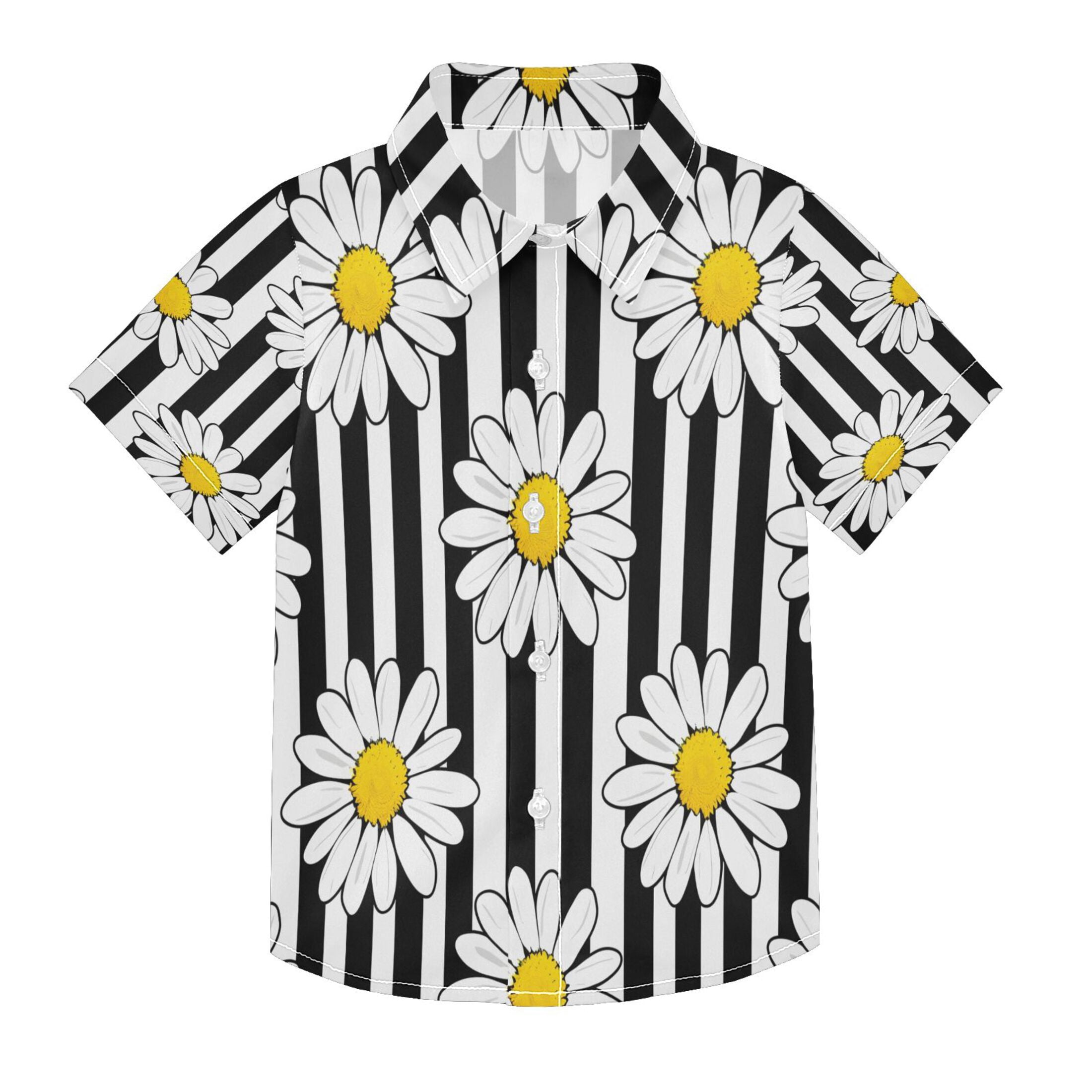 BZSMCE Short-Sleeve Button-Down Shirt Summer Black White Stripes ...