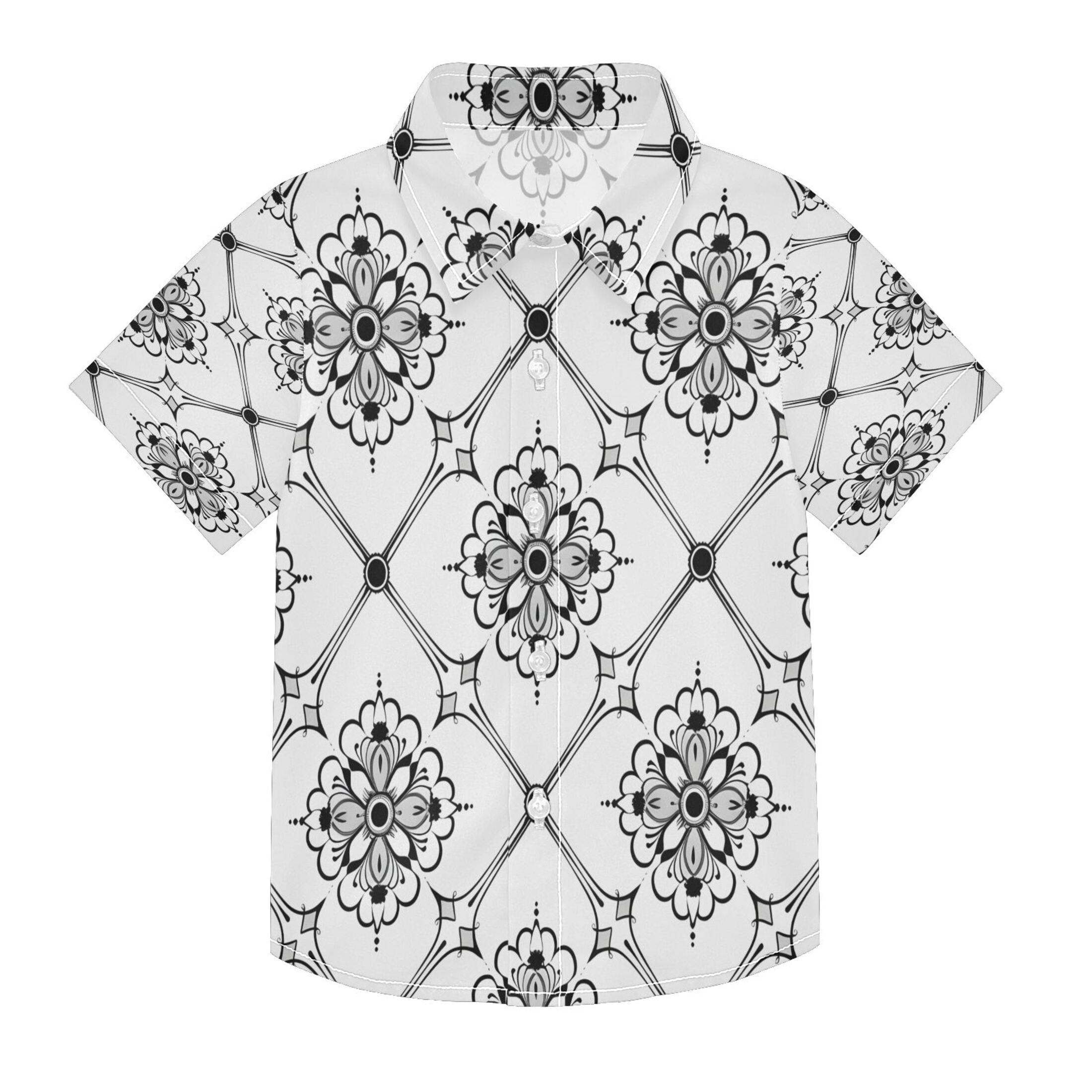 BZSMCE Short-Sleeve Button-Down Shirt Summer Black and White Geometric ...