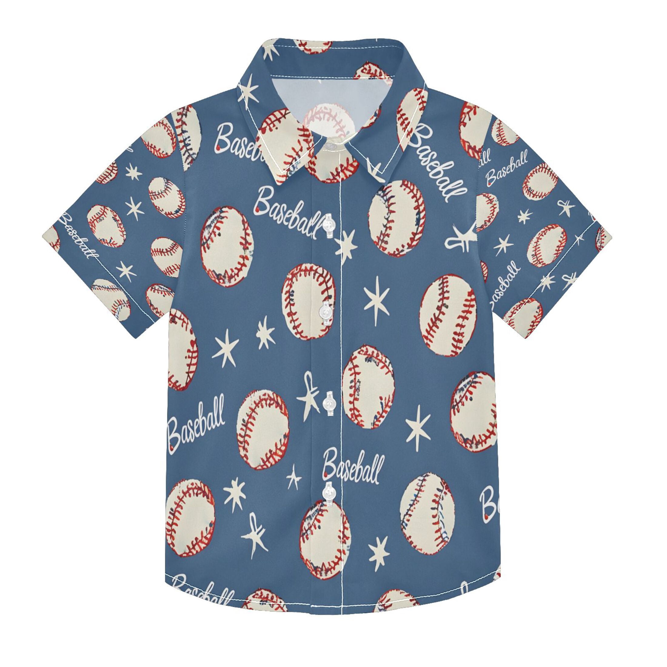 BZSMCE Short-Sleeve Button-Down Shirt Summer Blue Background Baseballs ...