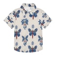 BZSMCE Short-Sleeve Button-Down Shirt Summer Blue Butterfly Pattern For ...