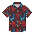 BZSMCE Short-Sleeve Button-Down Shirt Summer Blue Spotted Butterfly Red ...