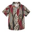 BZSMCE Short-Sleeve Button-Down Shirt Summer Burgundy Leopard Wave For ...