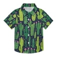 BZSMCE Short-Sleeve Button-Down Shirt Summer Cactus Star Flower Pattern ...