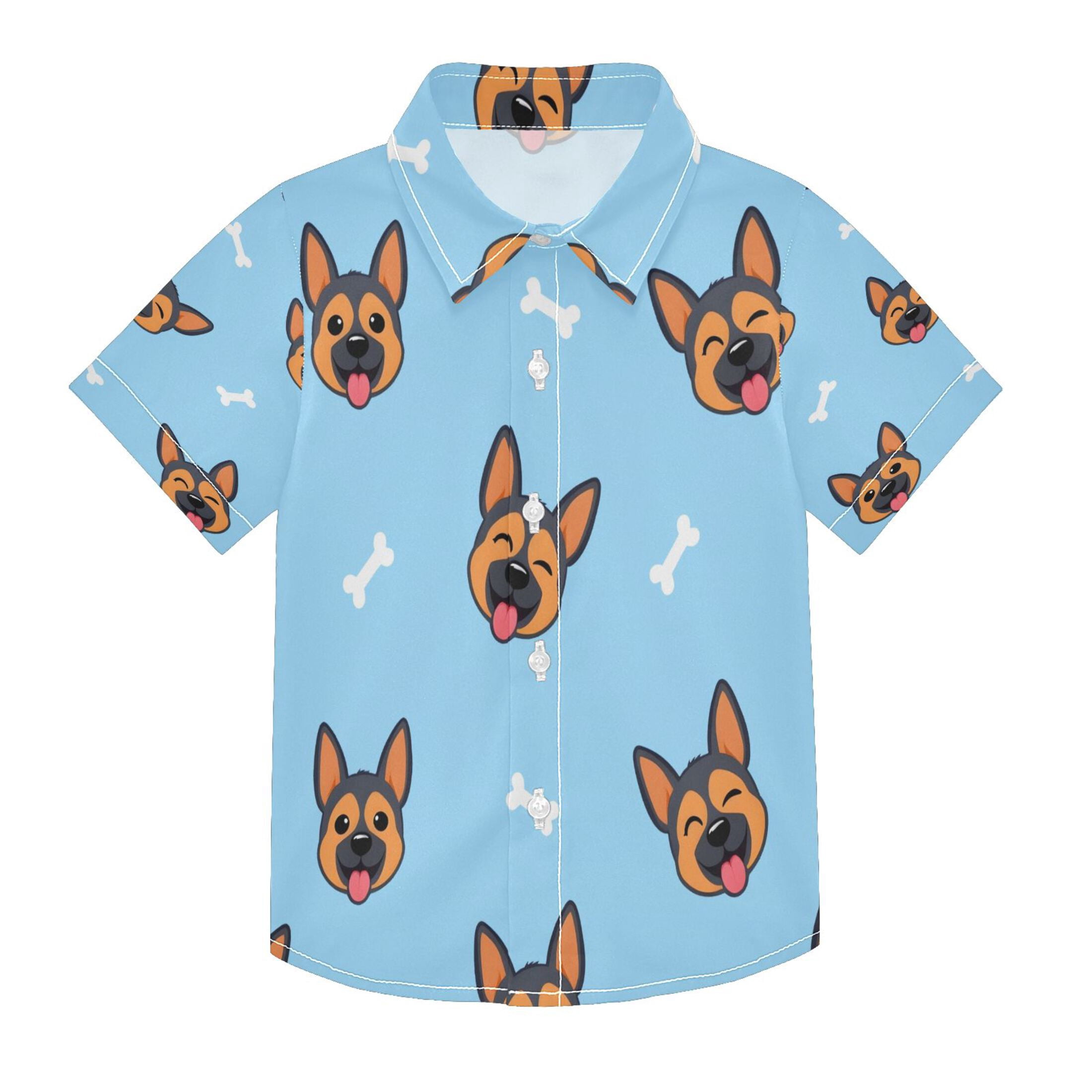 BZSMCE Short-Sleeve Button-Down Shirt Summer Cartoon German Shepherd ...