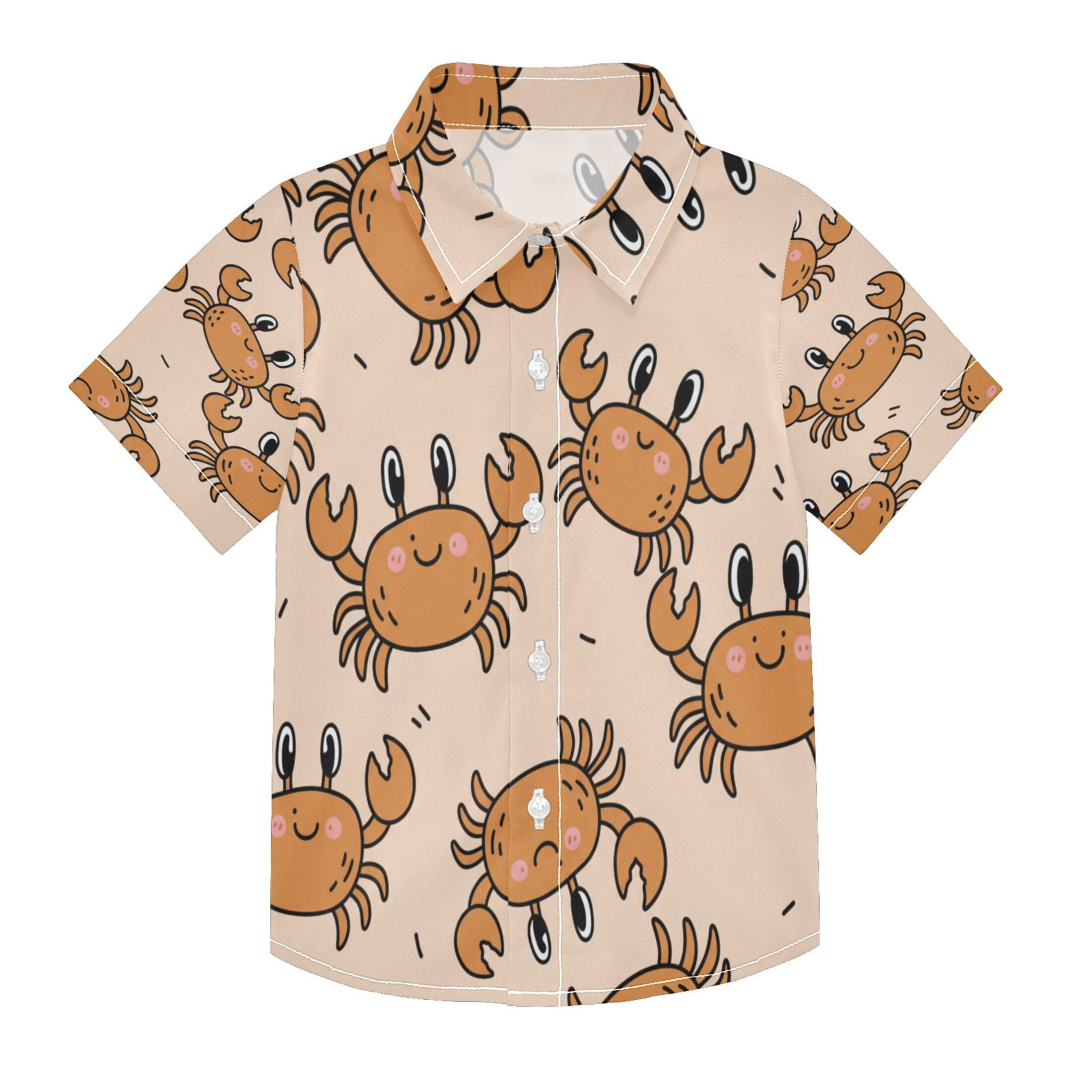 BZSMCE Short-Sleeve Button-Down Shirt Summer Crabs Doodles For Soft ...