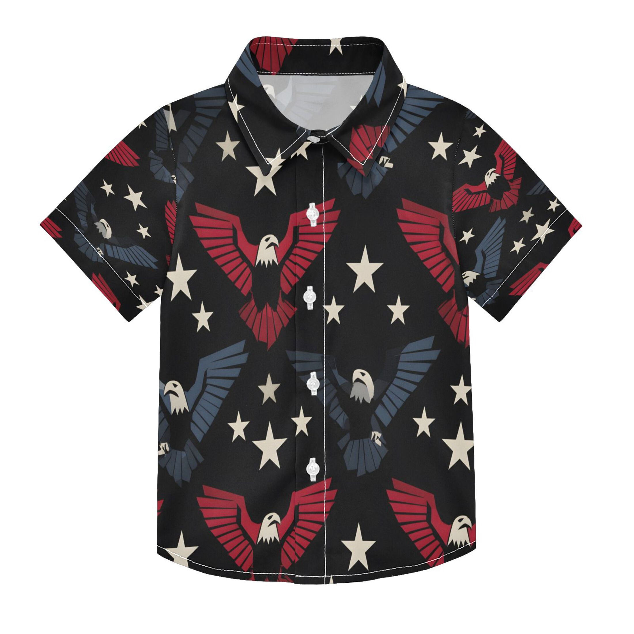 BZSMCE Short-Sleeve Button-Down Shirt Summer Eagle White Star Pattern ...