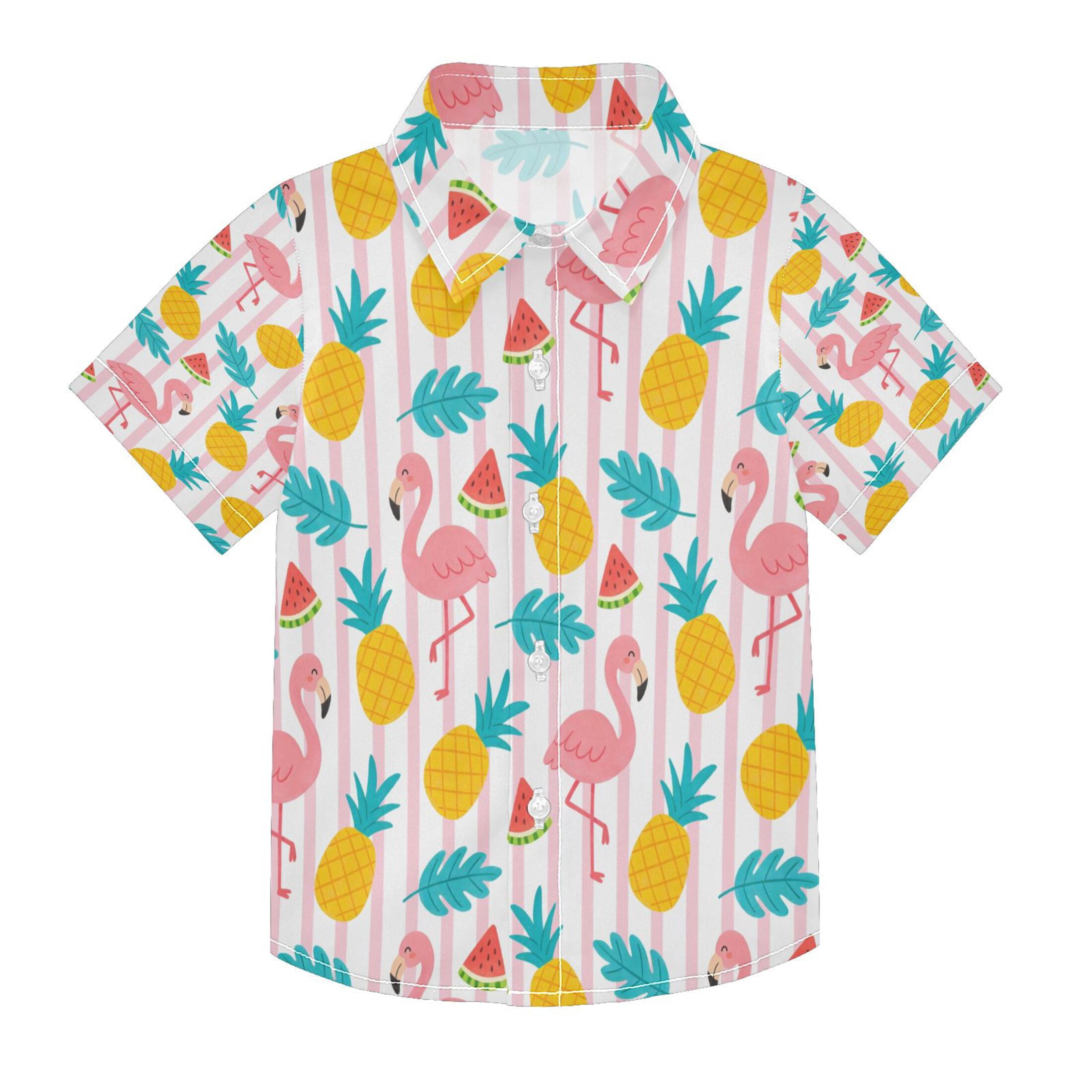 BZSMCE Short-Sleeve Button-Down Shirt Summer Flamingo Pineapple ...