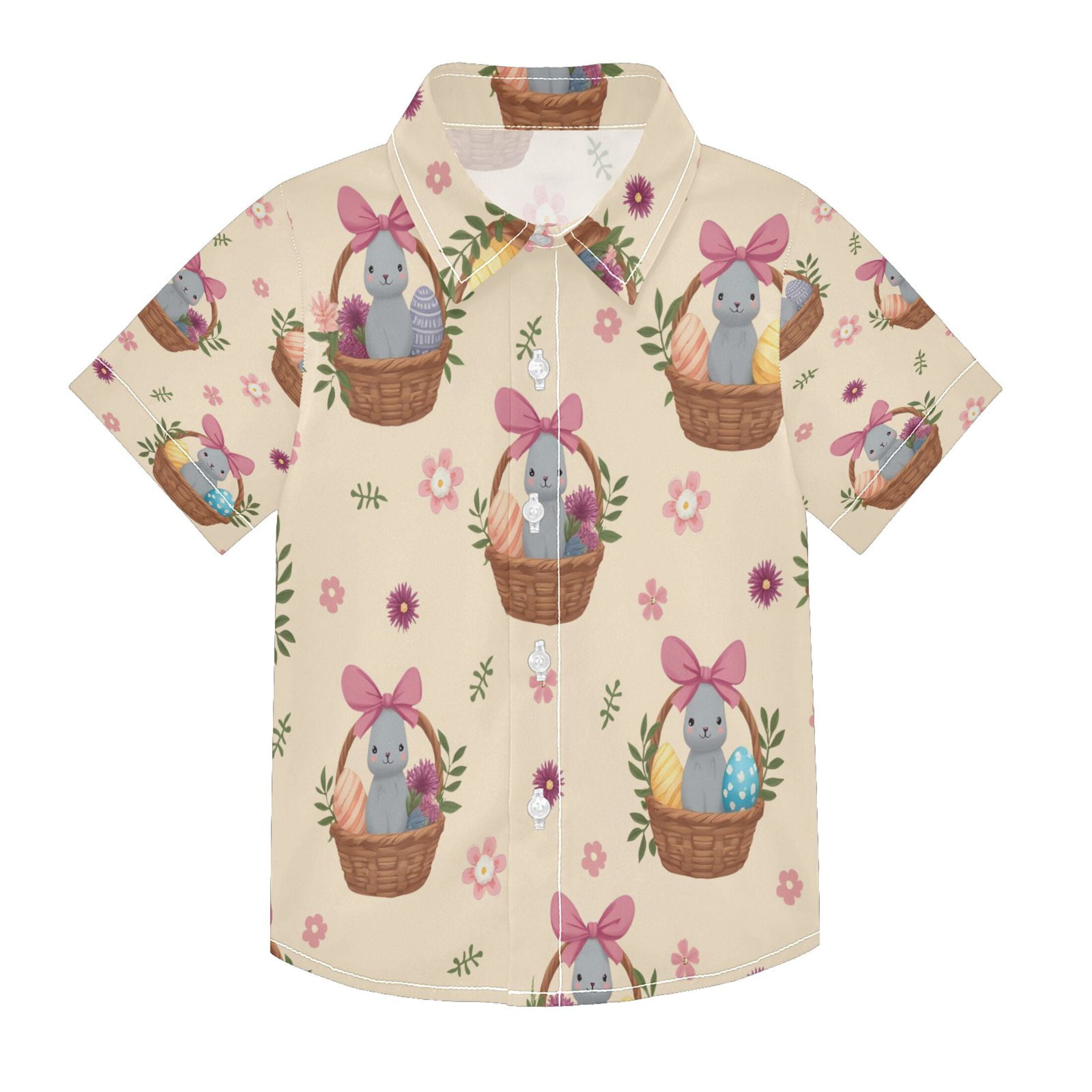 BZSMCE Short-Sleeve Button-Down Shirt Summer Flower Rabbit Pattern For ...